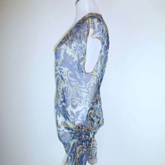 Rozae Nichols | Tops | Rozae Nichols Silk Sheer Paisley Floral Crystal ...